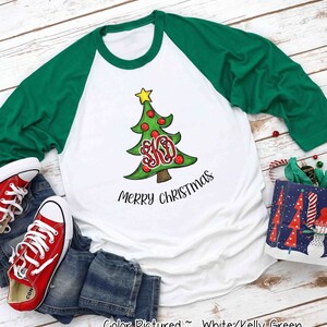 Merry Christmas Tree Shirt, Personalized Womens Christmas Shirt,holiday ...