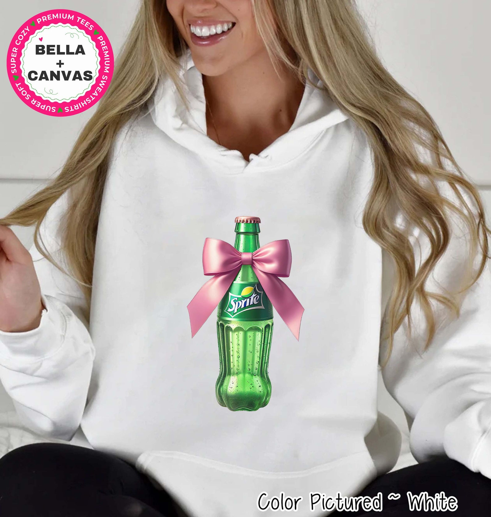 Coquette Sprite Sweatshirt, Pink Bow Sprite Shirt, Preppy Pink Bow Tee ...