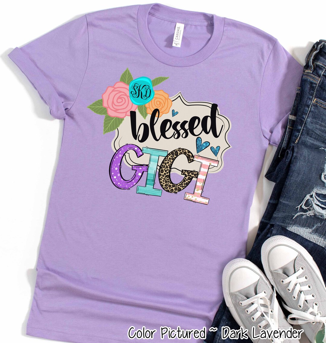 Blessed Gigi Shirt, Custom Monogram Gigi Shirt, Gift for Gigi, Gift for ...