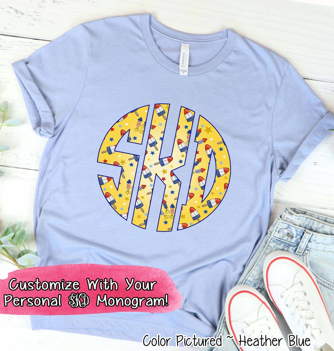 Big Monogram Bomb Pop Shirt, Personalized 4th of July Shirt ...