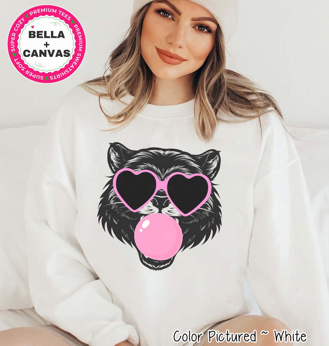 Preppy Bubble Blowing Bearcat Mascot Team Sweatshirt, Cute Mascot ...