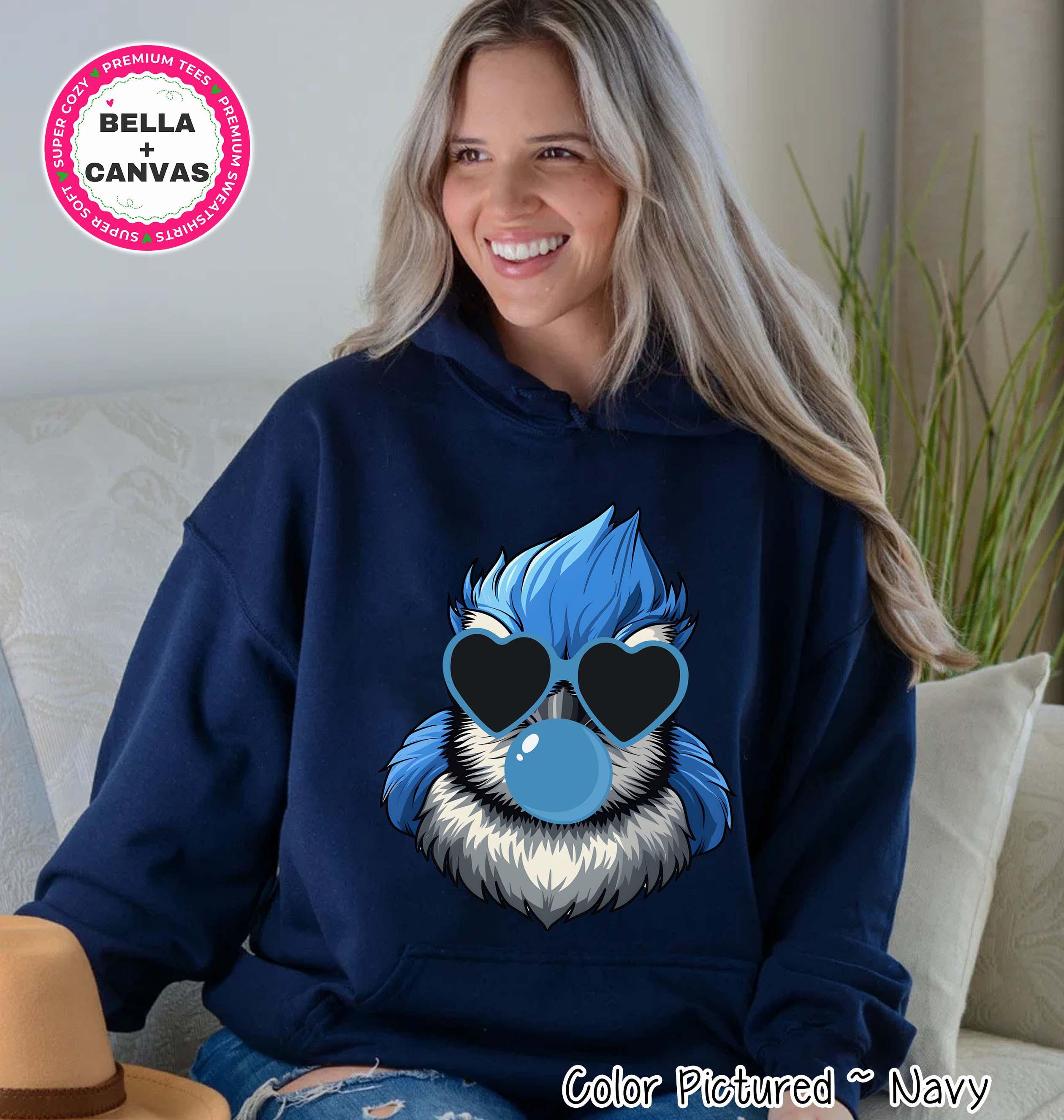 Preppy Bubble Blowing Blue Jay Mascot Team Sweatshirt, Cute Blue Bird ...