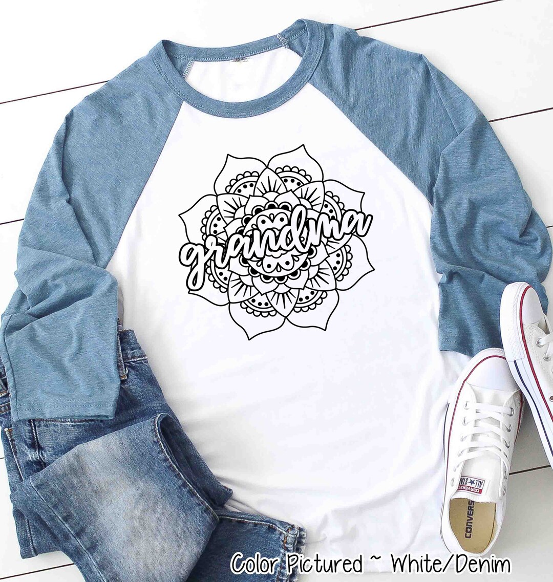 Black Mandala Grandma Shirt, Custom Grandma Shirt, Grandma Cute T Shirt ...
