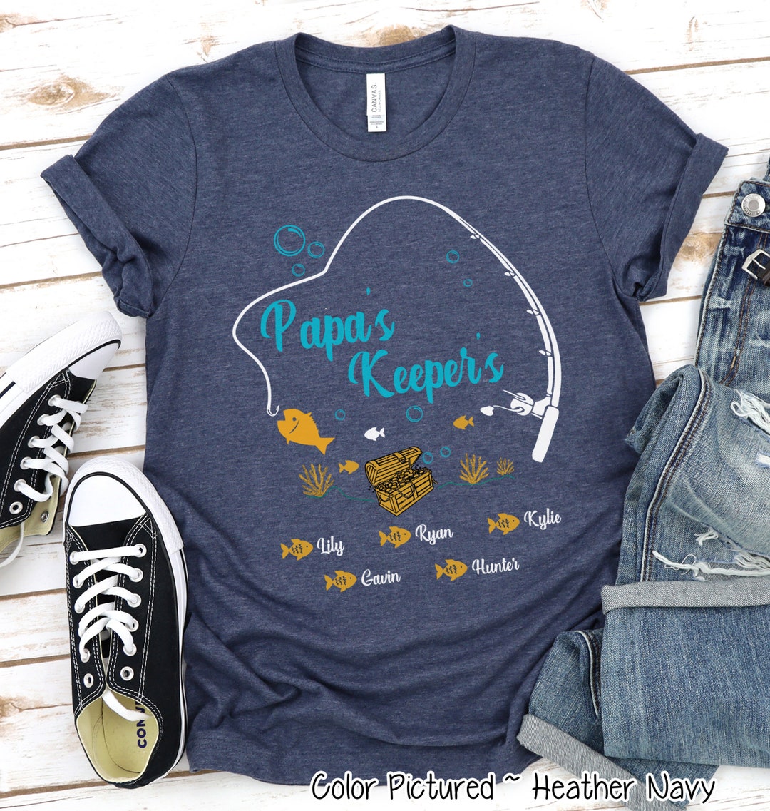 Custom Fishing Papa Shirt, Personalized Papa Shirt With Grandkids Names ...