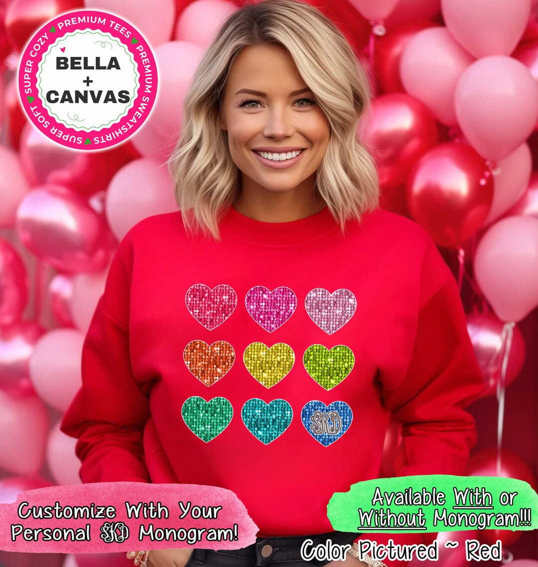 Personalized Faux Sequin Candy Hearts Valentine Sweater, Conversational ...