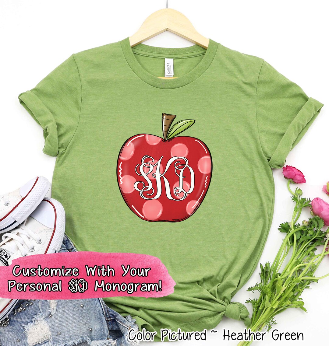 Personalized Red Dot Apple Shirt, Monogram Shirt, Custom Back to School ...