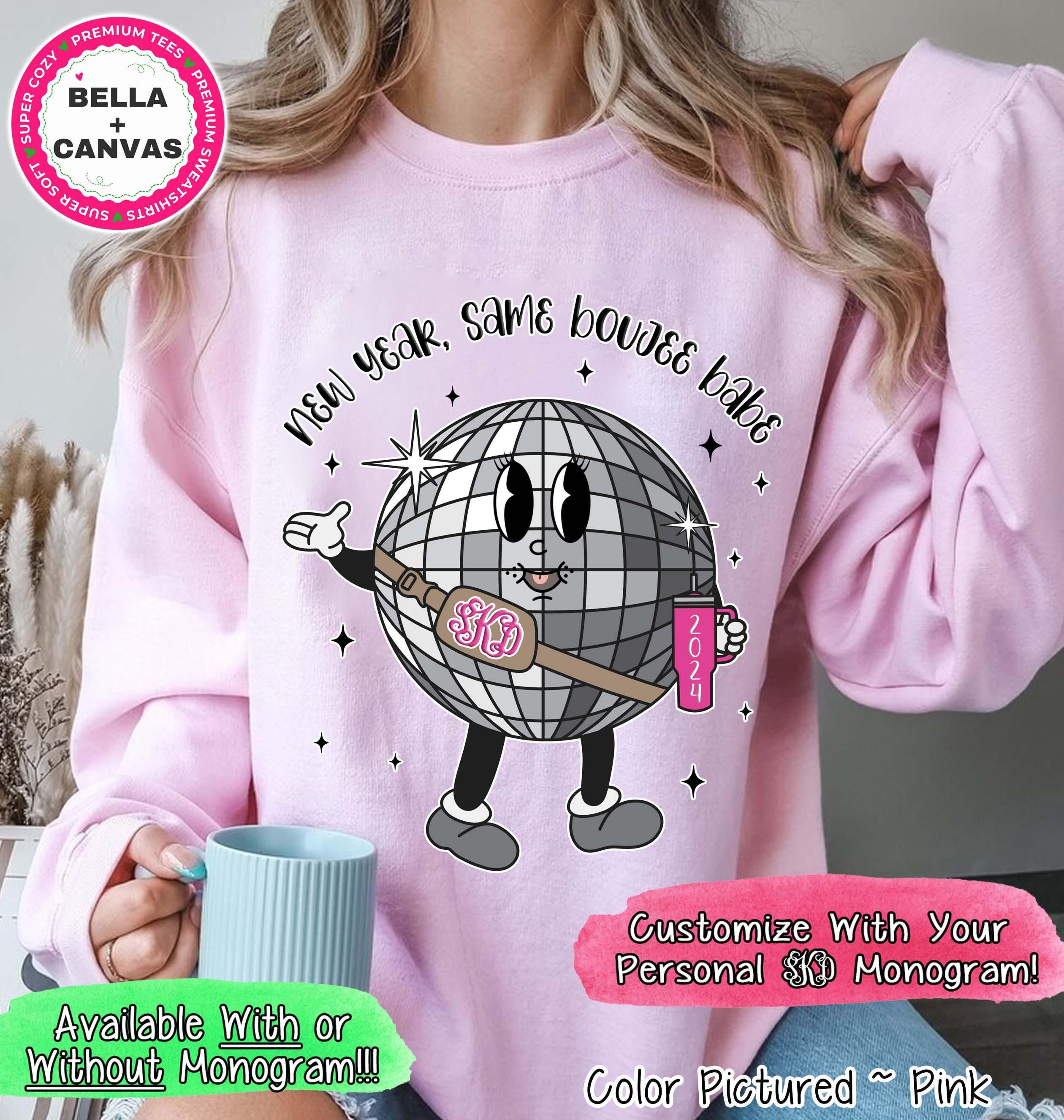 Personalized Bougee Babe Happy New Year Sweatshirt, Monogram Disco Ball ...