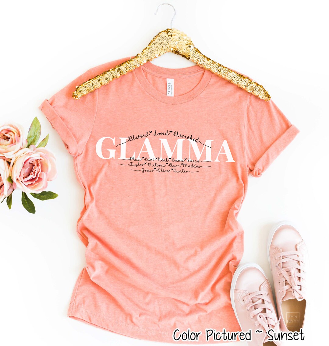 Personalized Blessed Glamma Shirt, Custom Glamma Shirt, Grandkids Names ...