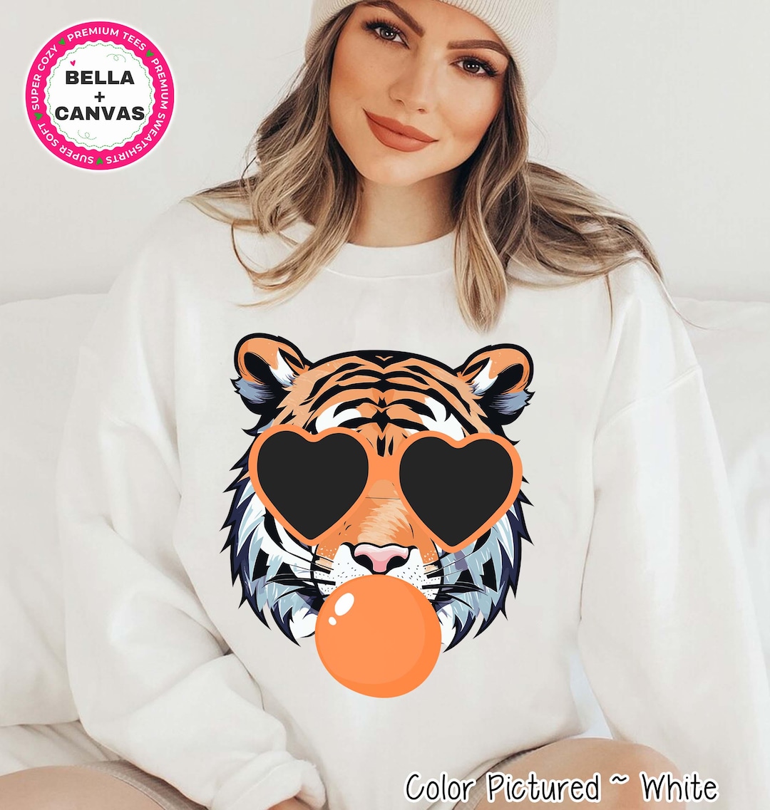 Preppy Bubble Blowing Tigers Mascot Team Sweatshirt, Cute Tigers Mascot ...