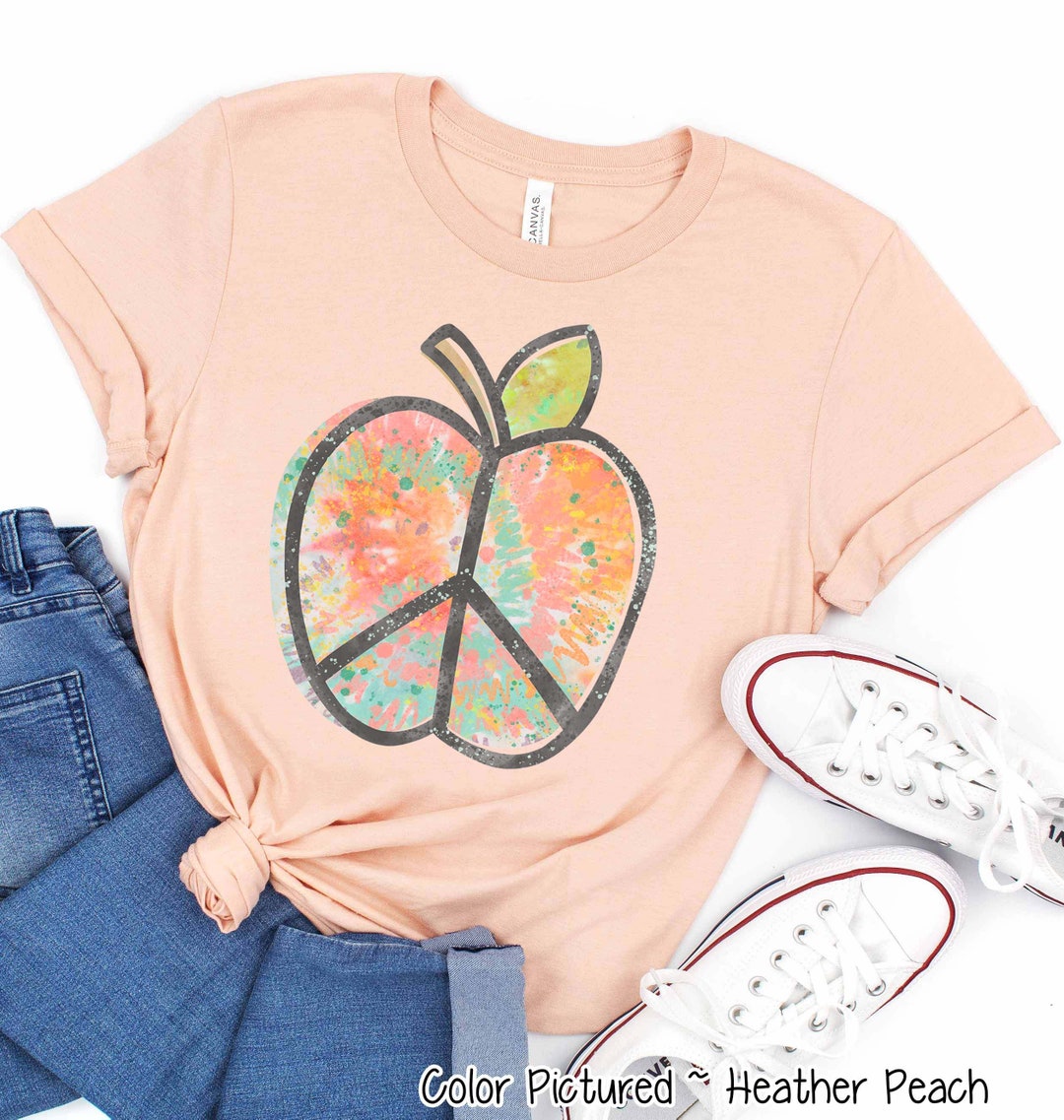 Tie Dye Apple Peace Teacher Shirt, Teacher Team Shirts, Teacher ...