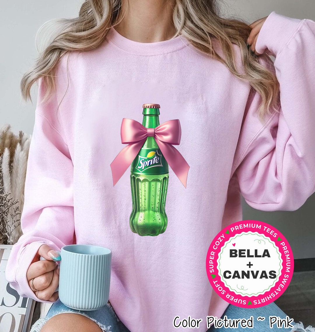 Coquette Sprite Sweatshirt, Pink Bow Sprite Shirt, Preppy Pink Bow Tee ...