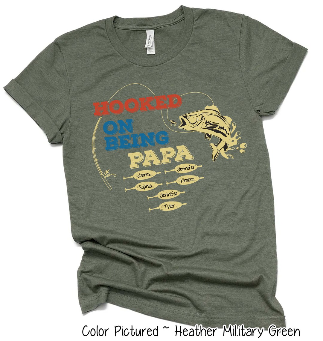 Custom Fishing Papa Shirt, Personalized Papa Shirt With Grandkids Names ...