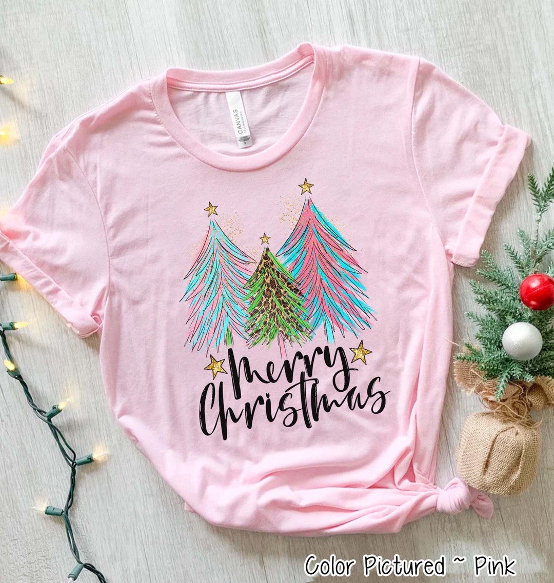 Merry Christmas Tree Shirt, Womens Christmas Shirt, Holiday Shirt for ...