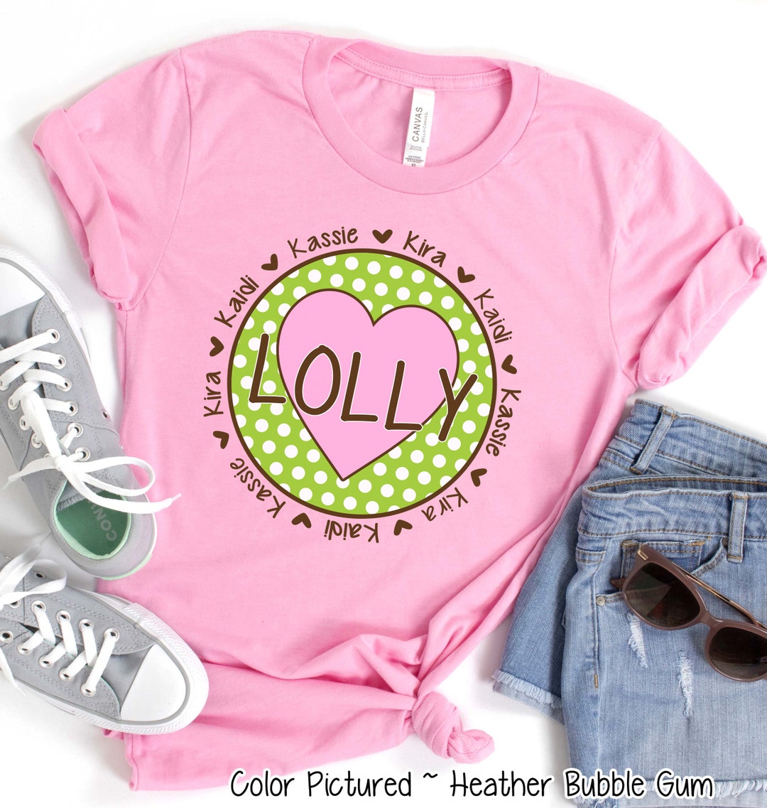 Personalized Circle Lolly Shirt, Custom Lolly Shirt, Grandkids Names ...