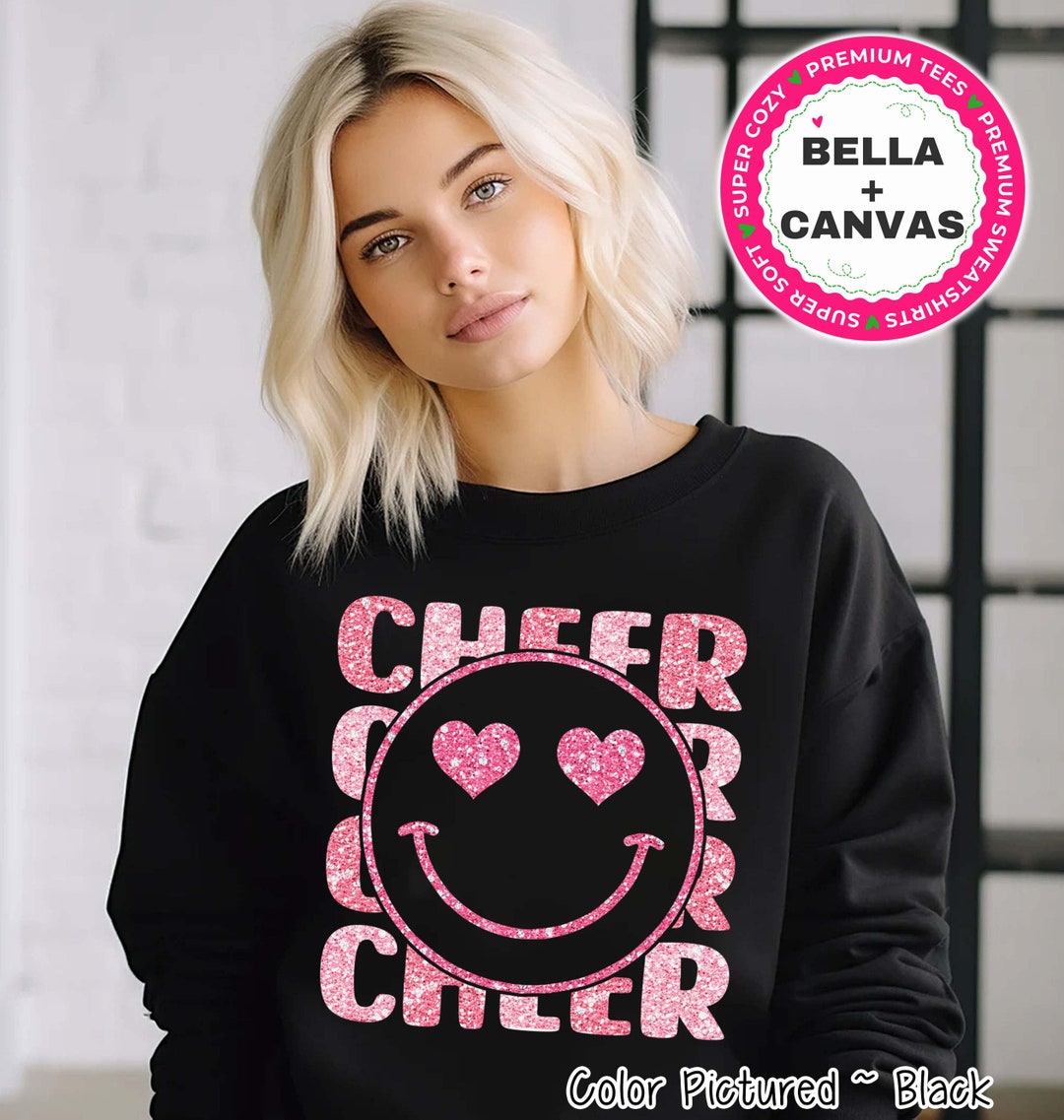 Faux Glitter Cheer Smile Valentine Sweater, Preppy Cheerleader ...