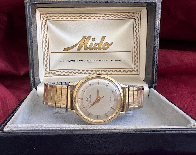 Vintage 14K Solid Gold Mido Automatic Men's Watch - Etsy