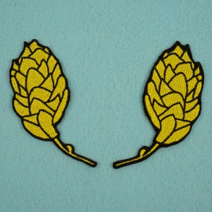Beer Hops Mirror Image Embroidered Iron-on Patch Set - Etsy