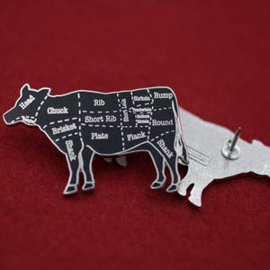 Silver Cow Butcher Cuts Diagram Hard Enamel Lapel Pin - Etsy