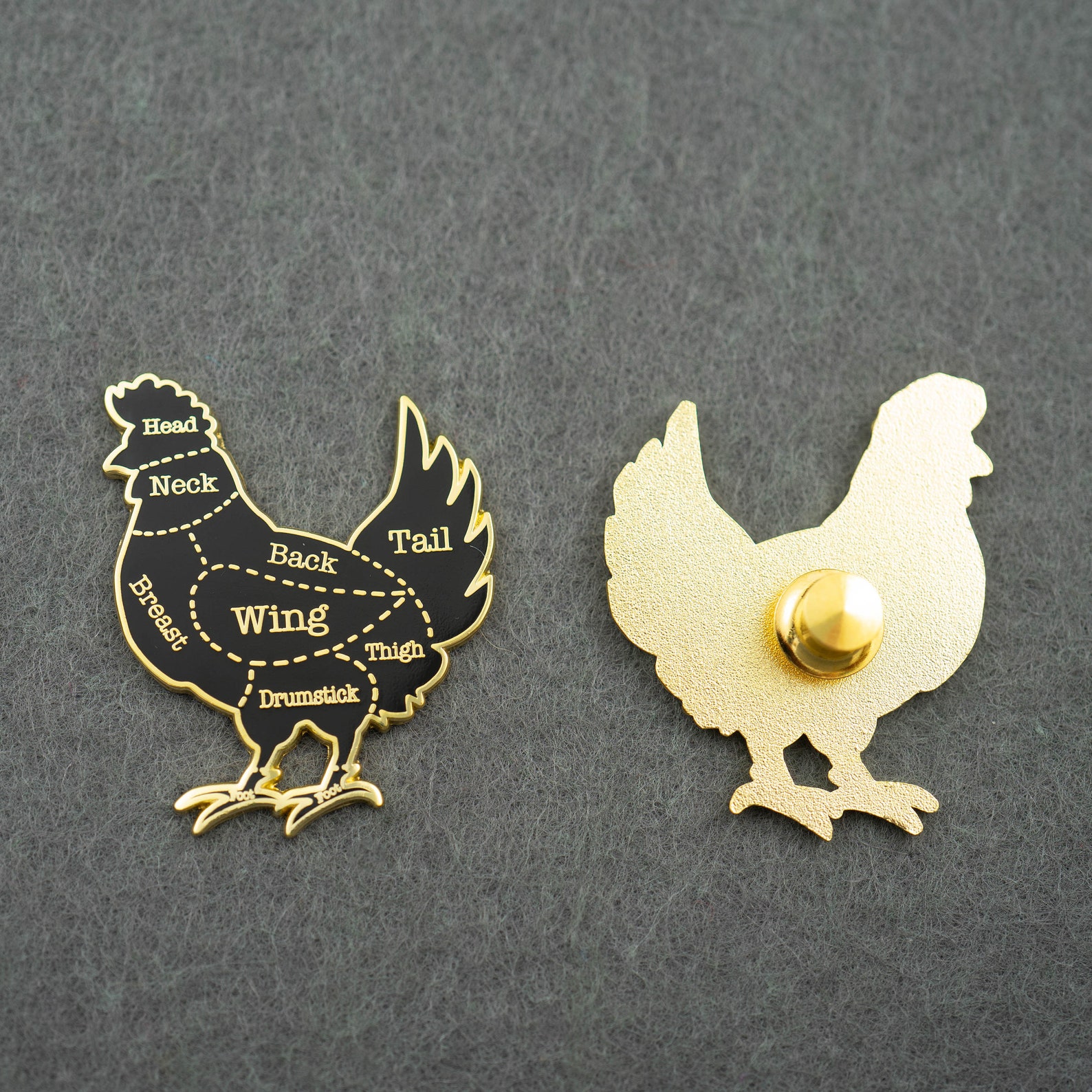 Gold Chicken Butcher Cuts Diagram Hard Enamel Lapel Pin | Etsy