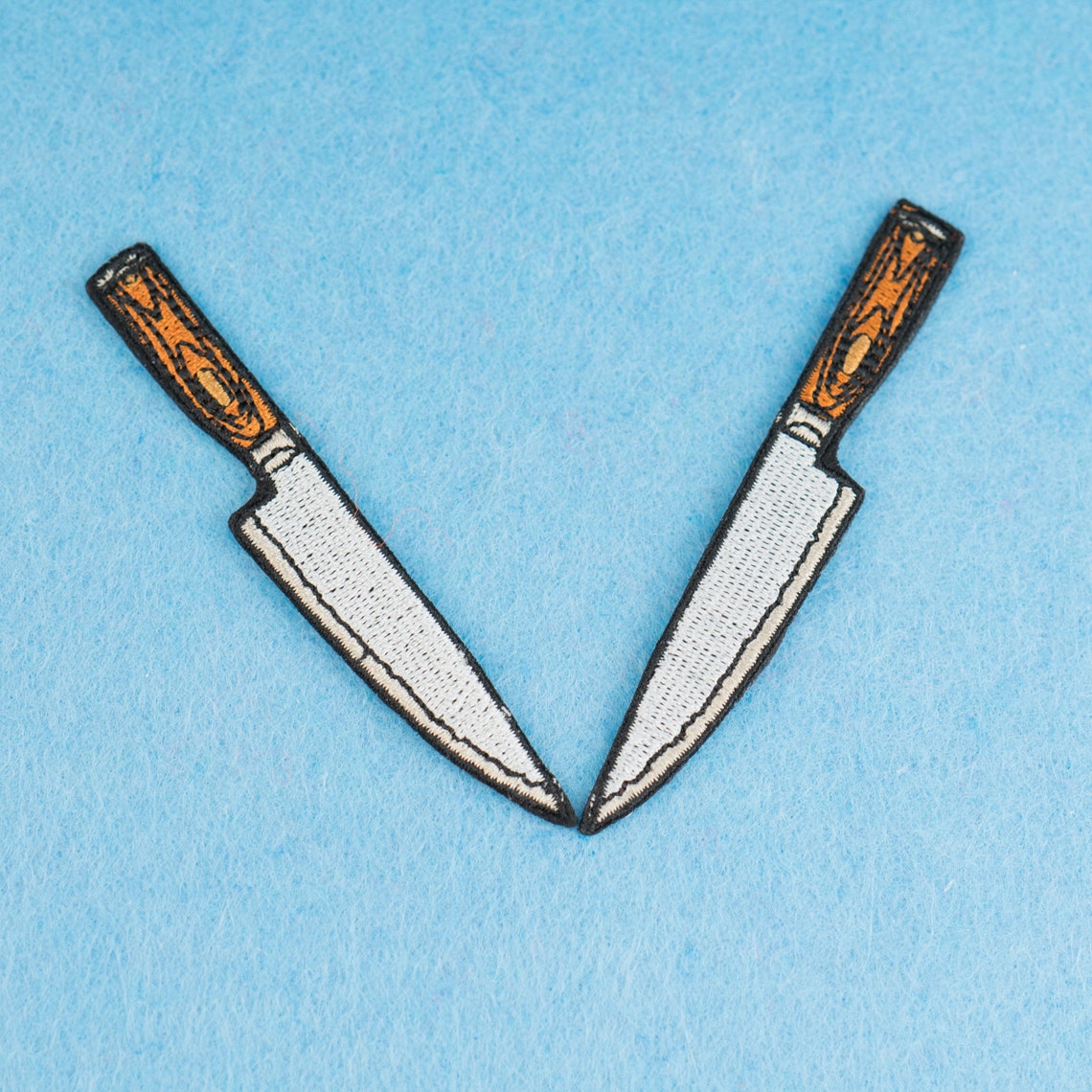 Chefs Knife Mirror Image Embroidered Iron-on Patch Set (2 Patches) - Etsy