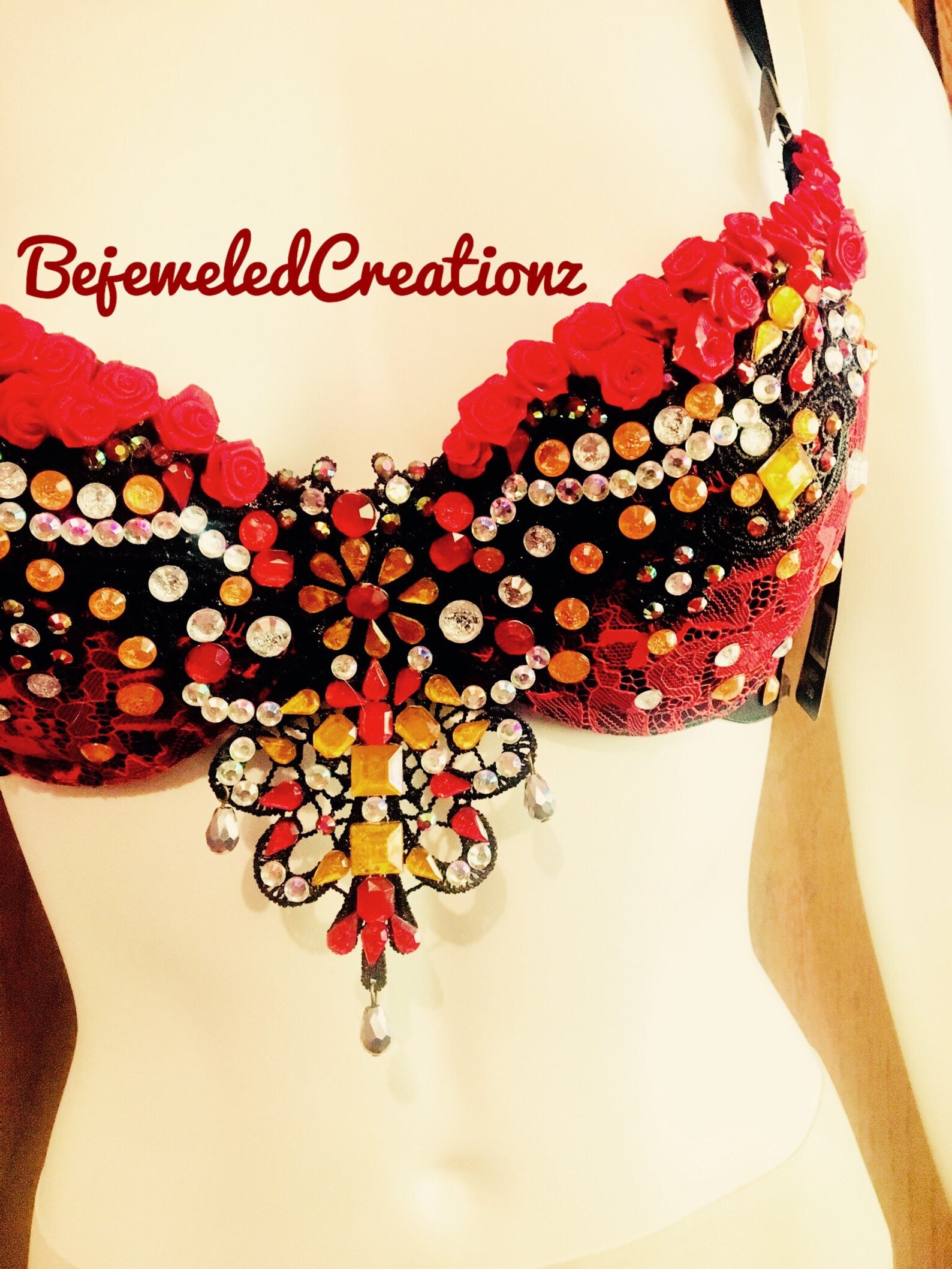 Rave Bra Red Princess Bra EDC Bra Rhinestone Bra Bejeweled - Etsy