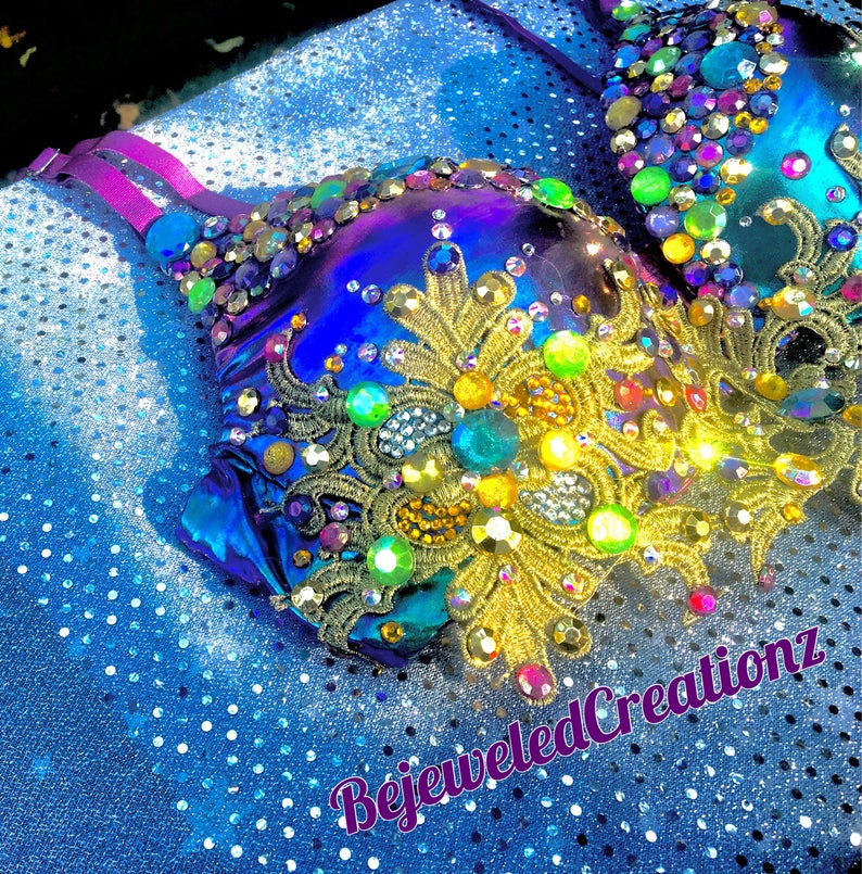 Holographic Bra, Purple, Gold, Iridescent Bra, Rave Bra ...