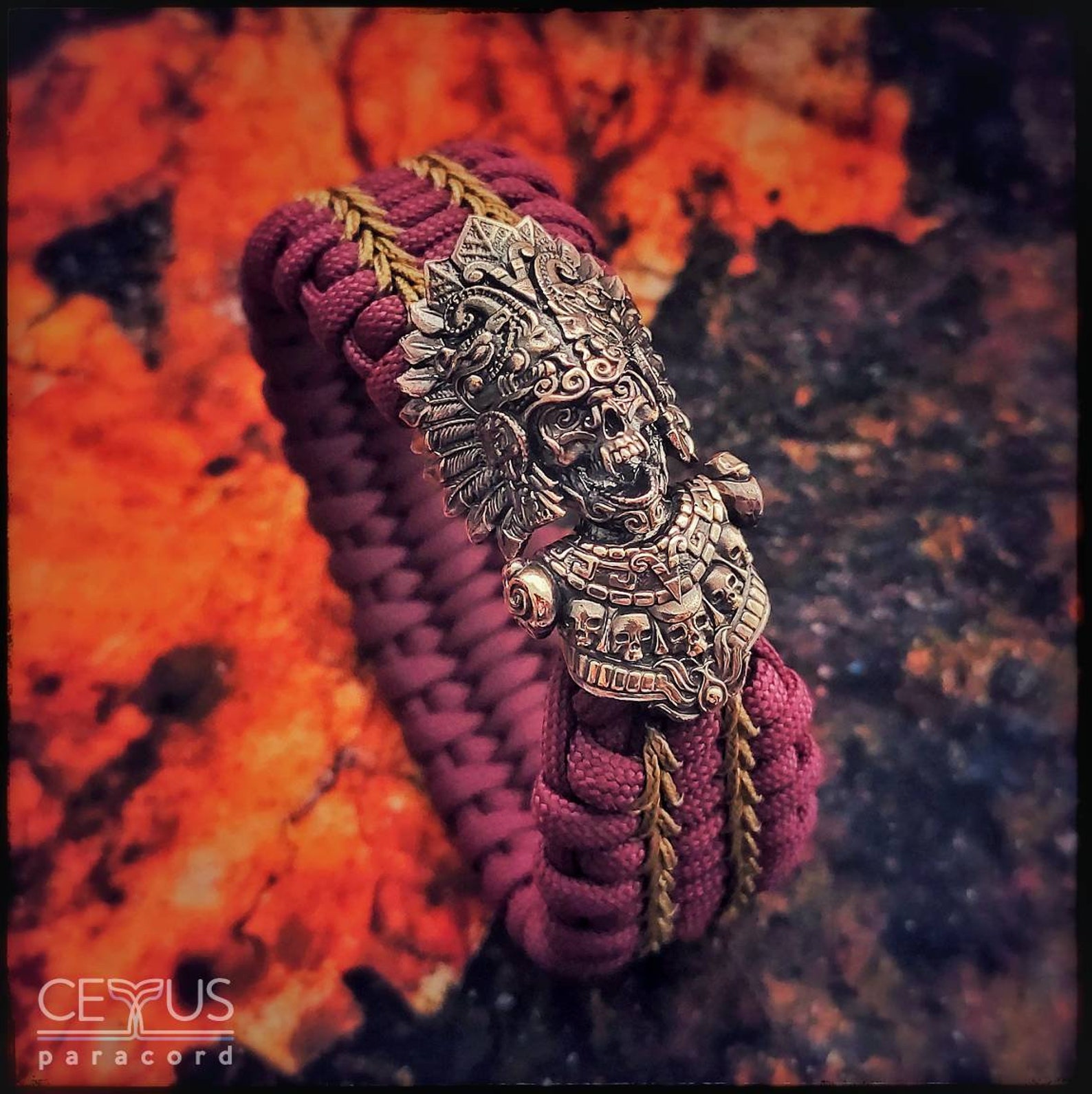 Premium Paracord bracelet Gold Aztec men accessory EDC | Etsy