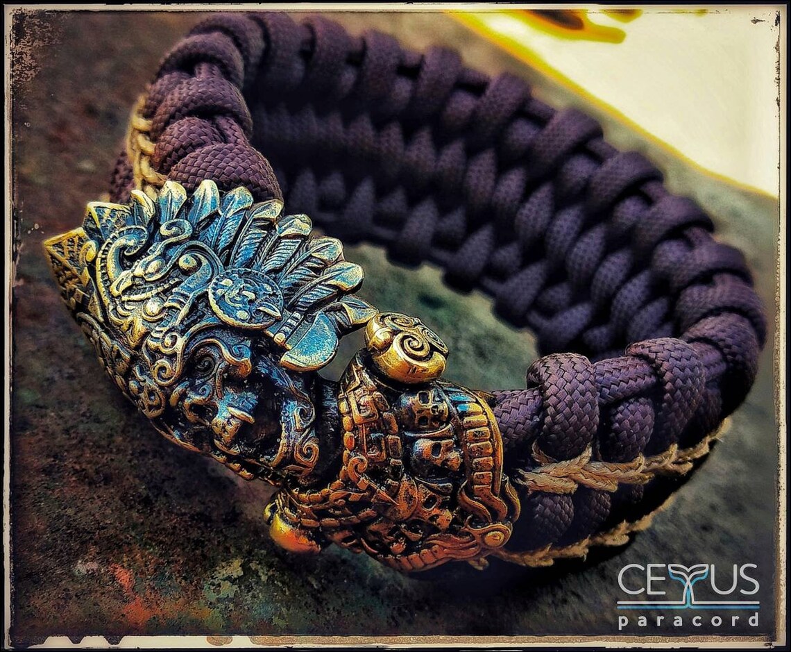 Premium Paracord bracelet Gold Aztec men accessory EDC | Etsy