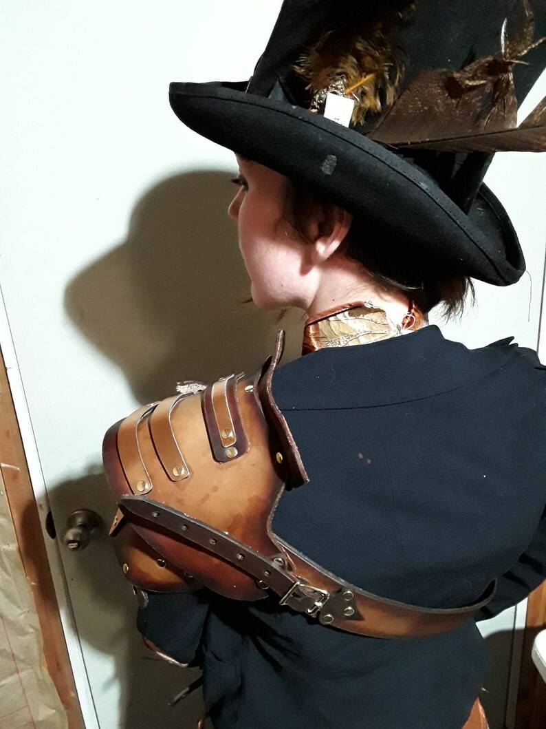 Steampunk Shoulder Armor Pauldron Real Leather Copper Plate - Etsy