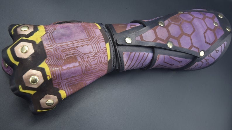 Cyberpunk Inspired Gloves Gauntlets Leather Armor | Etsy