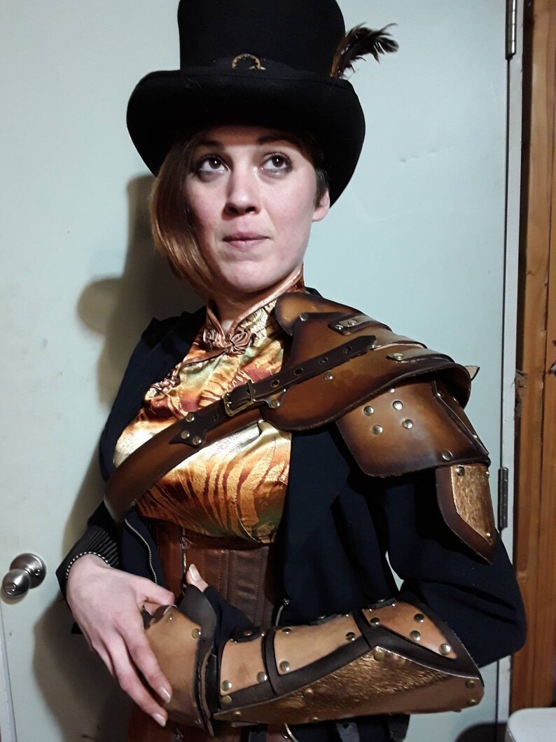 Steampunk Shoulder Armor Pauldron Real Leather Copper Plate - Etsy