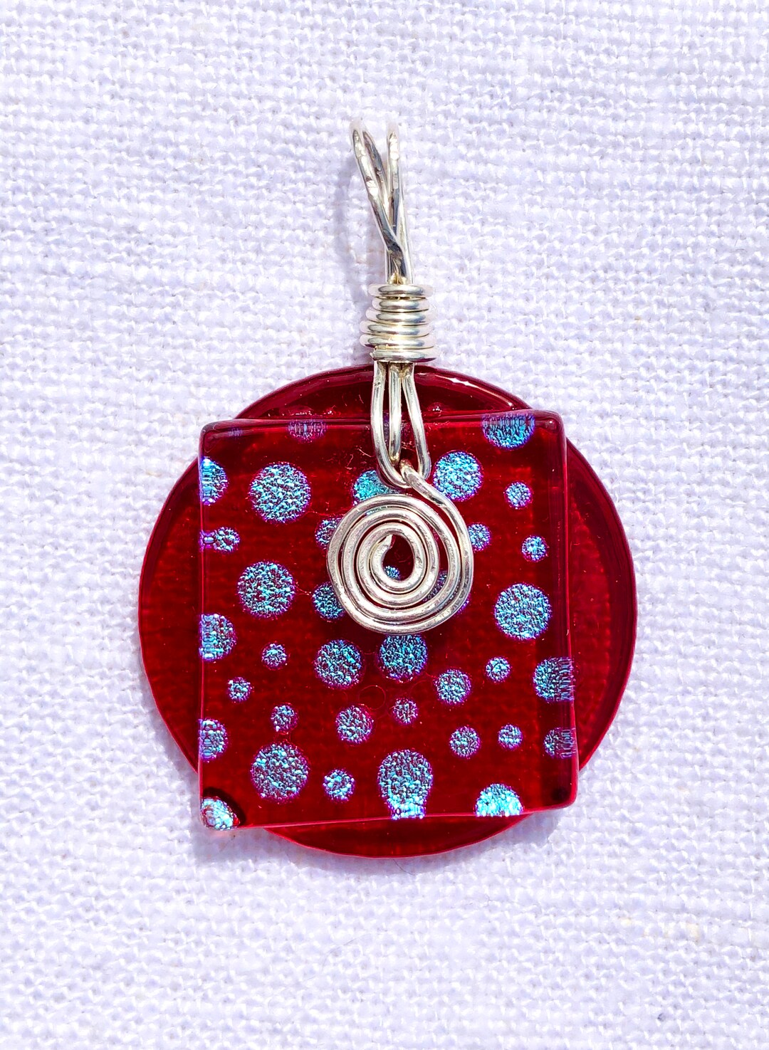 Red Pendant Glass Pendant Round Pendant Glass Jewelry Fun Pendant ...