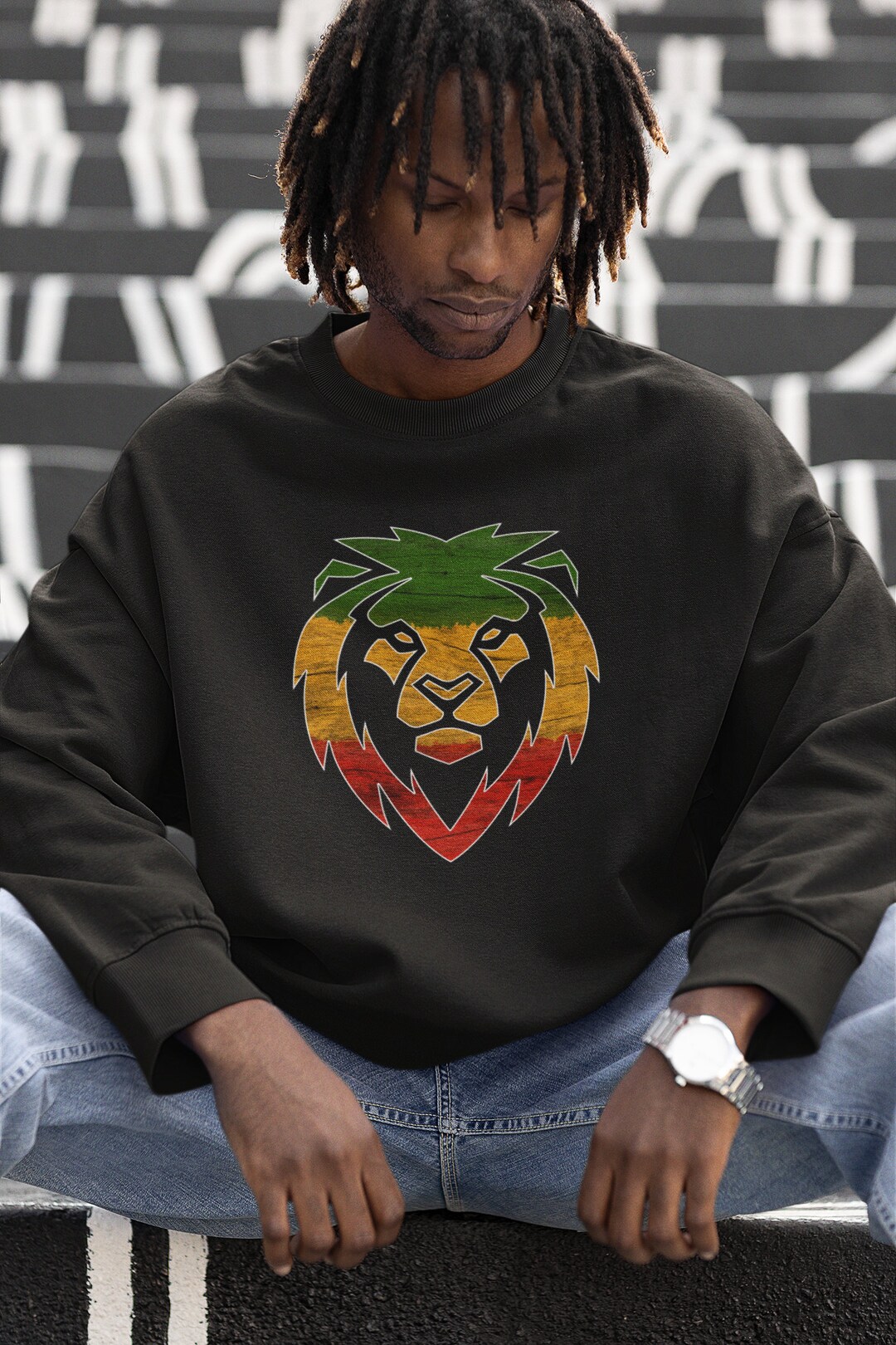 Rasta Sweatshirt, Lion Shield, Jamaican, Rastafarian Unisex Sweatshirt ...