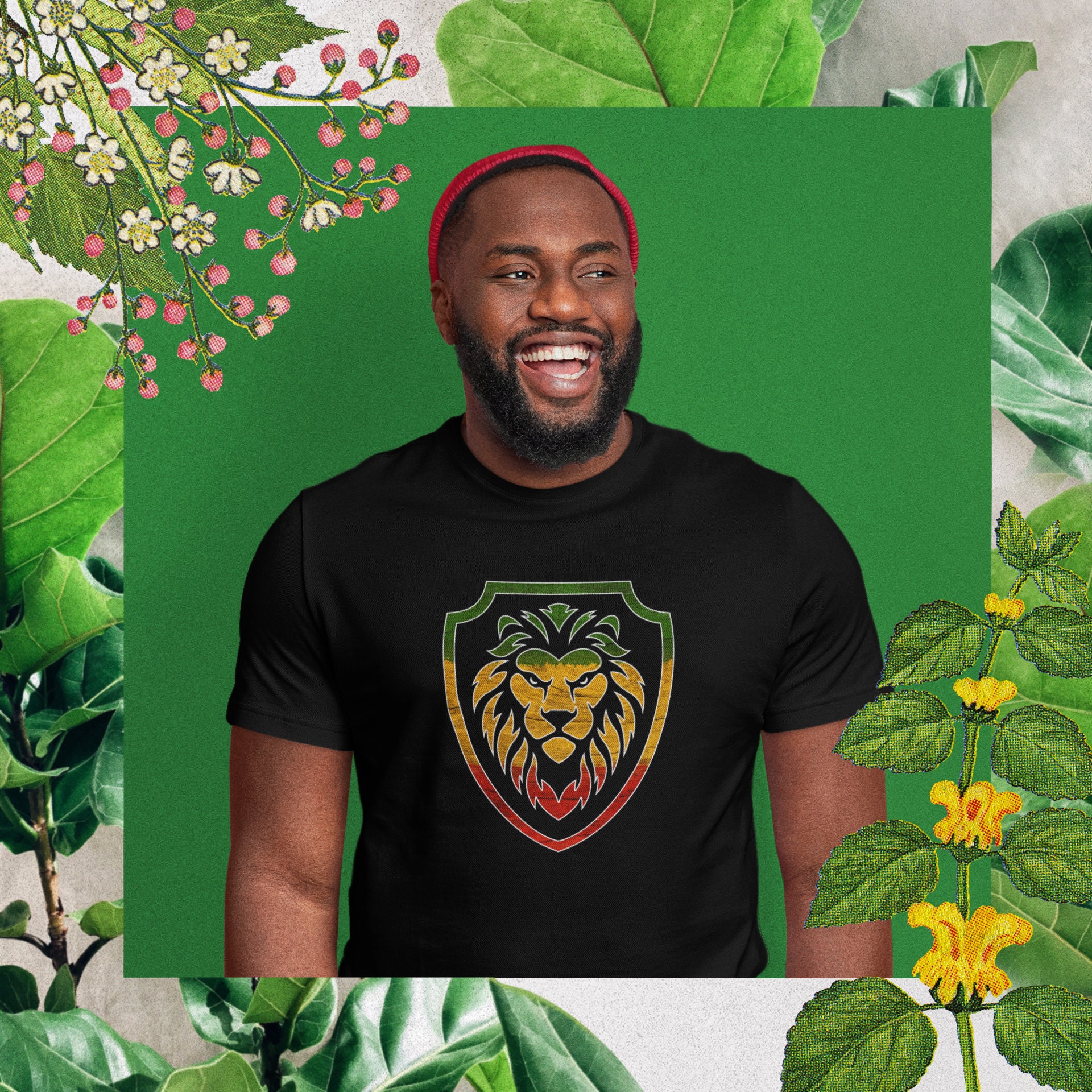 Rasta Shirt, Lion Shield, Jamaican, Lion Zion Shirt, Lion Shield Tee ...