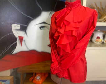 80s Ruffle Shirt - Etsy