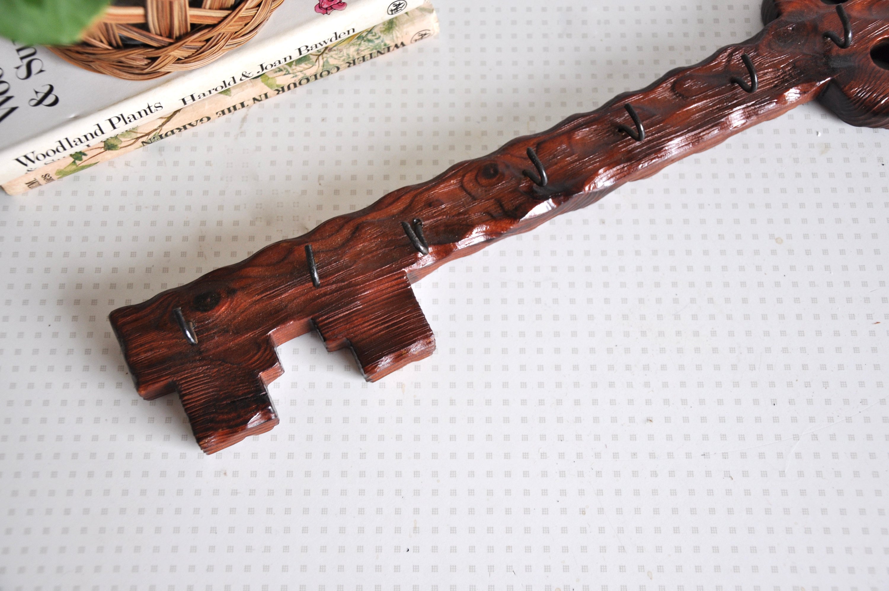 Large Vintage Wooden Key Hook or Key Holder Wall Hanging 1970s | Etsy