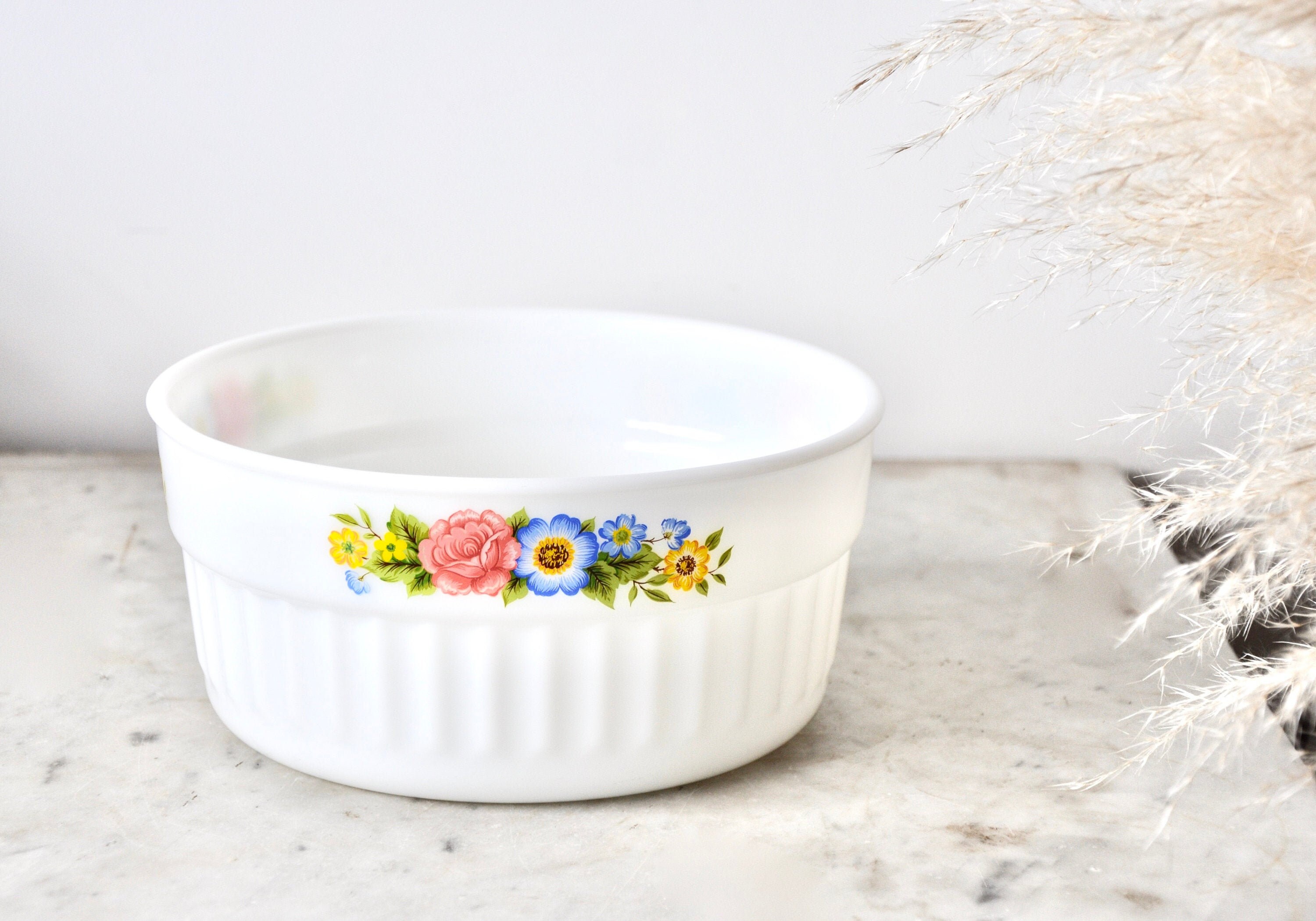 Vintage Pyrex Deep Baking Casserole Dish With Rose Floral Pattern From ...