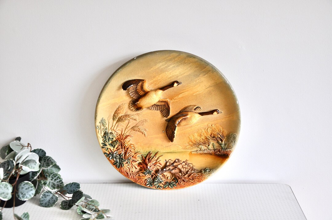 Vintage Bossons Chalkware Wall Plate With Flying Ducks Pattern - Etsy