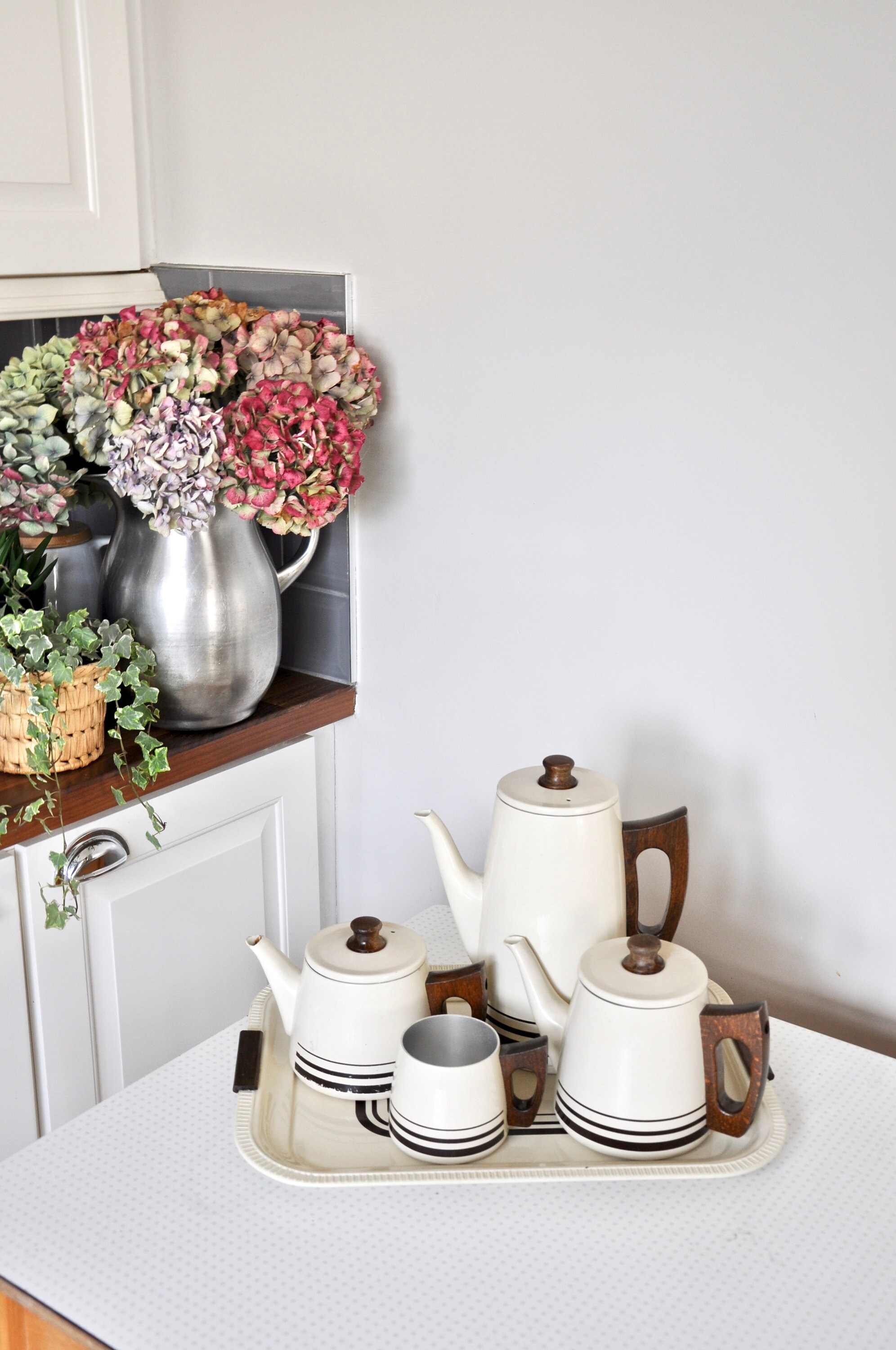 Vintage Cream Metal Sona Tea Set or Service With Wooden - Etsy UK