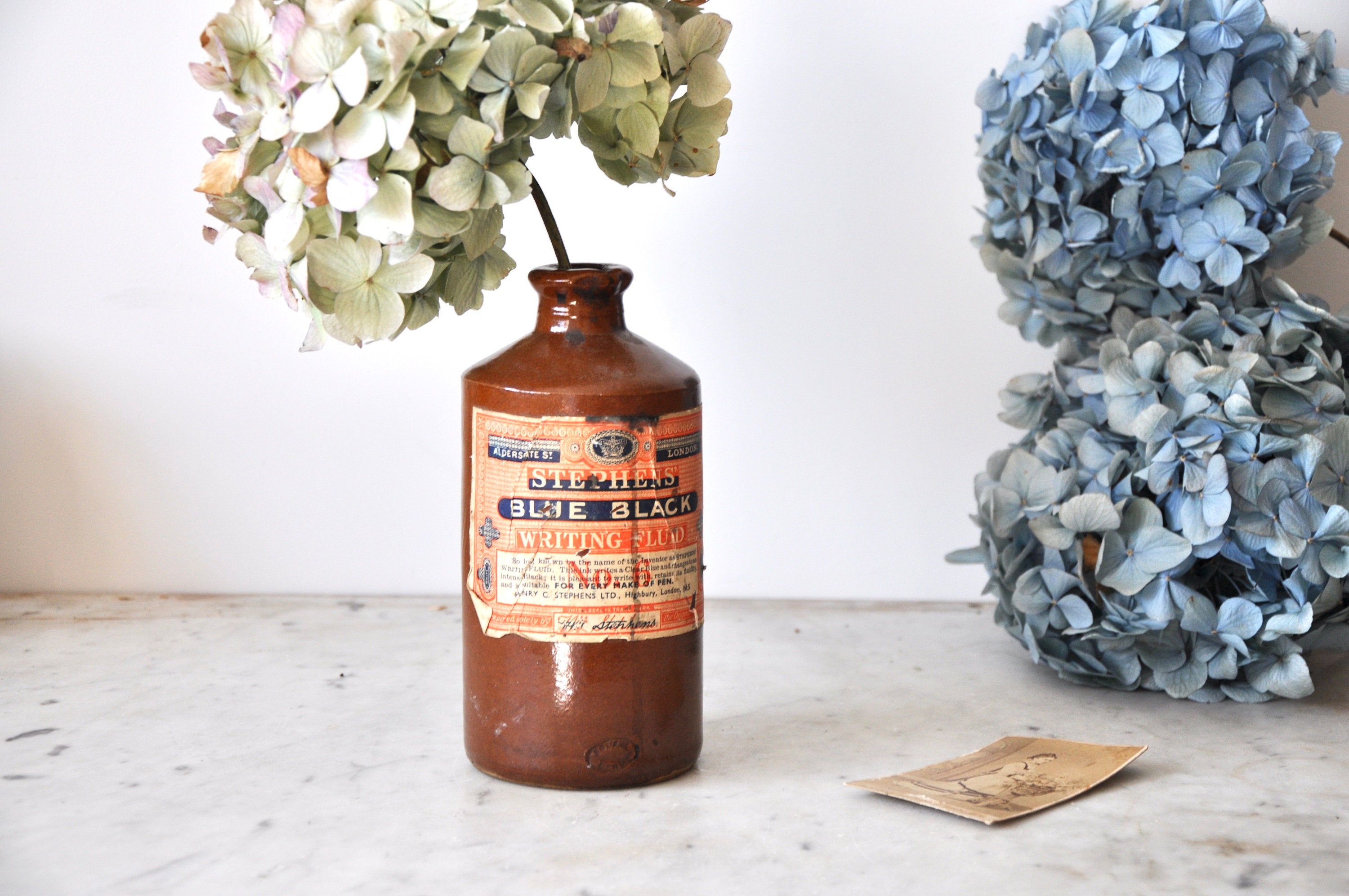 Vintage Rare Pottery Stephen's Blue Black Fluid Ink Bottle | Etsy UK