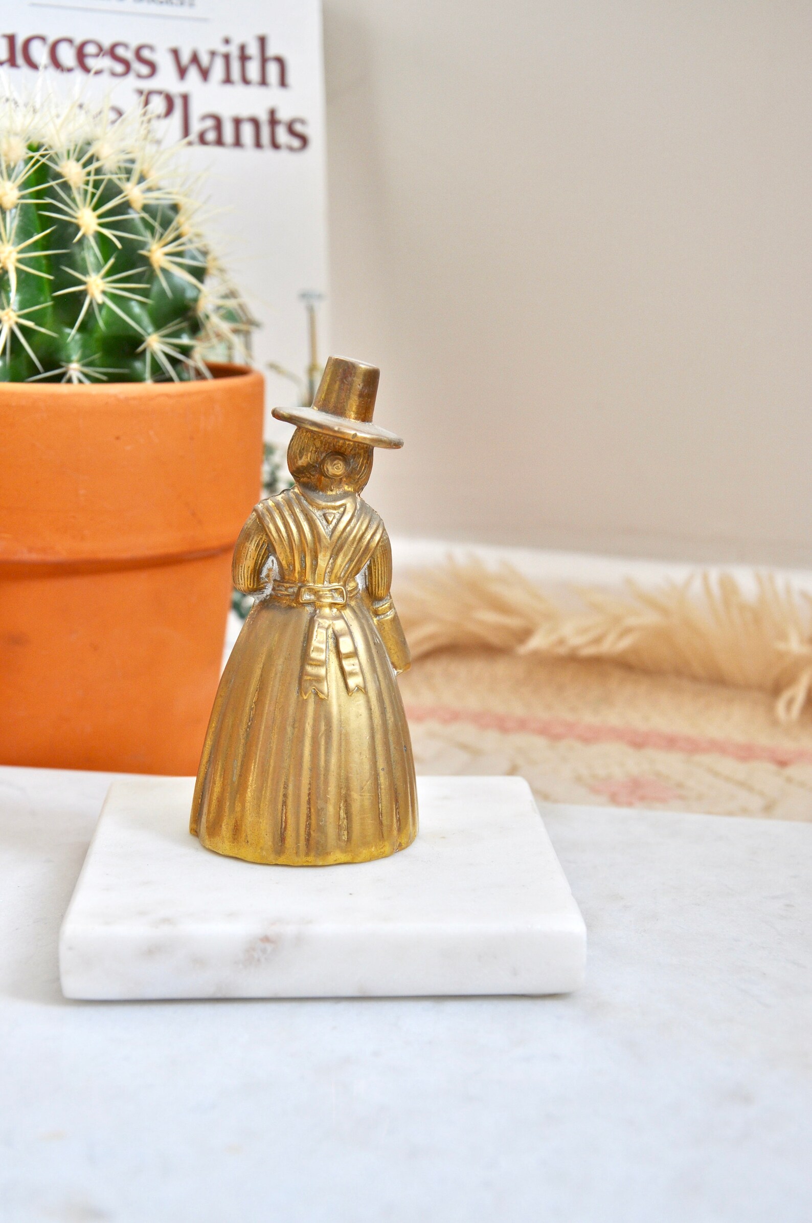 Vintage Edwardian Lady Shaped Brass Ornament, Period Costume Shop Boho ...