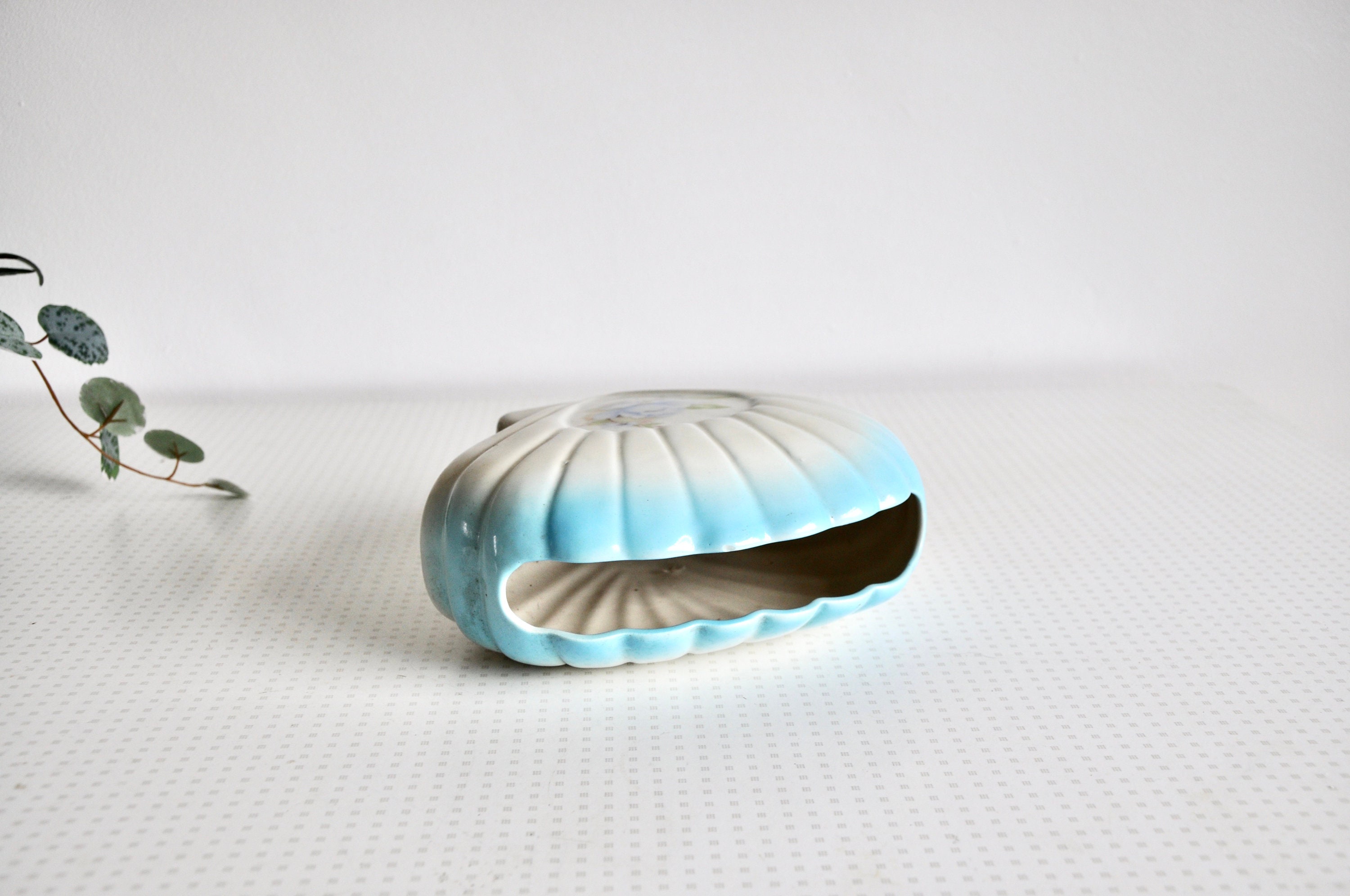 Vintage Kitsch Clam Shell Vase or Ornament With Floral Pattern - Etsy