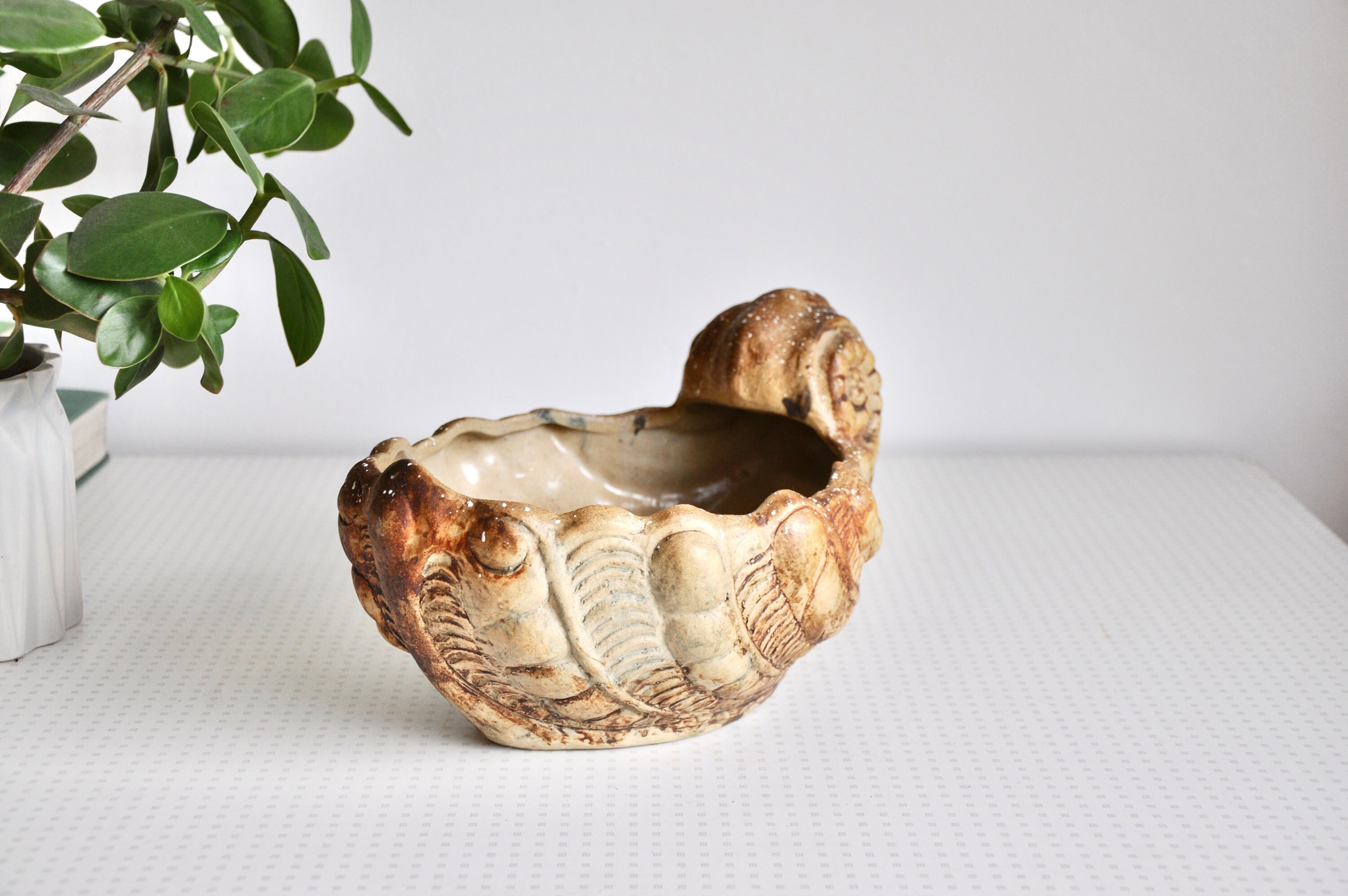 Vintage Pottery Stoneware Conch Shell Ornament or Planter From | Etsy