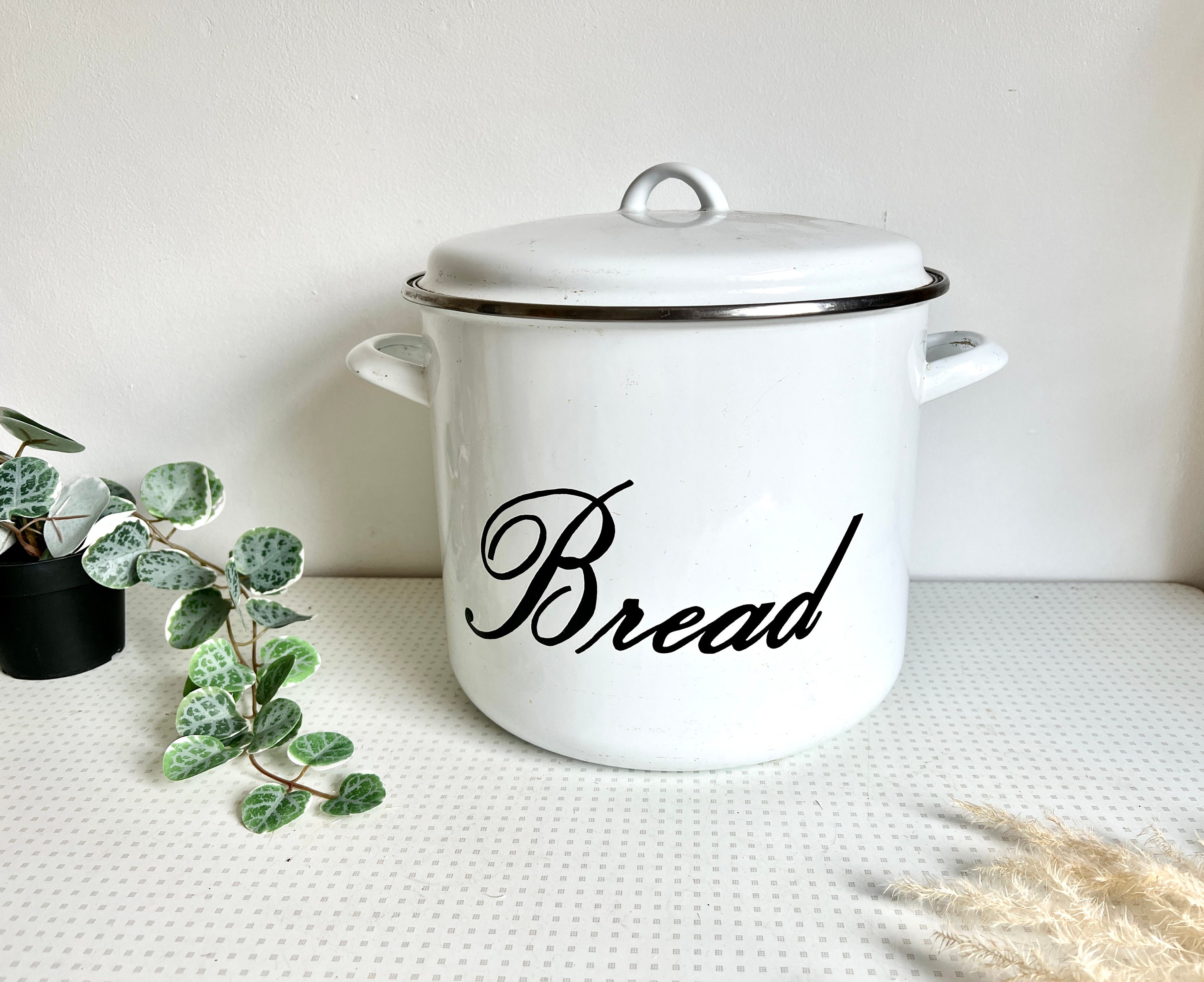 Large Vintage Round White Enamel Bread Bin by Judge Etsy
