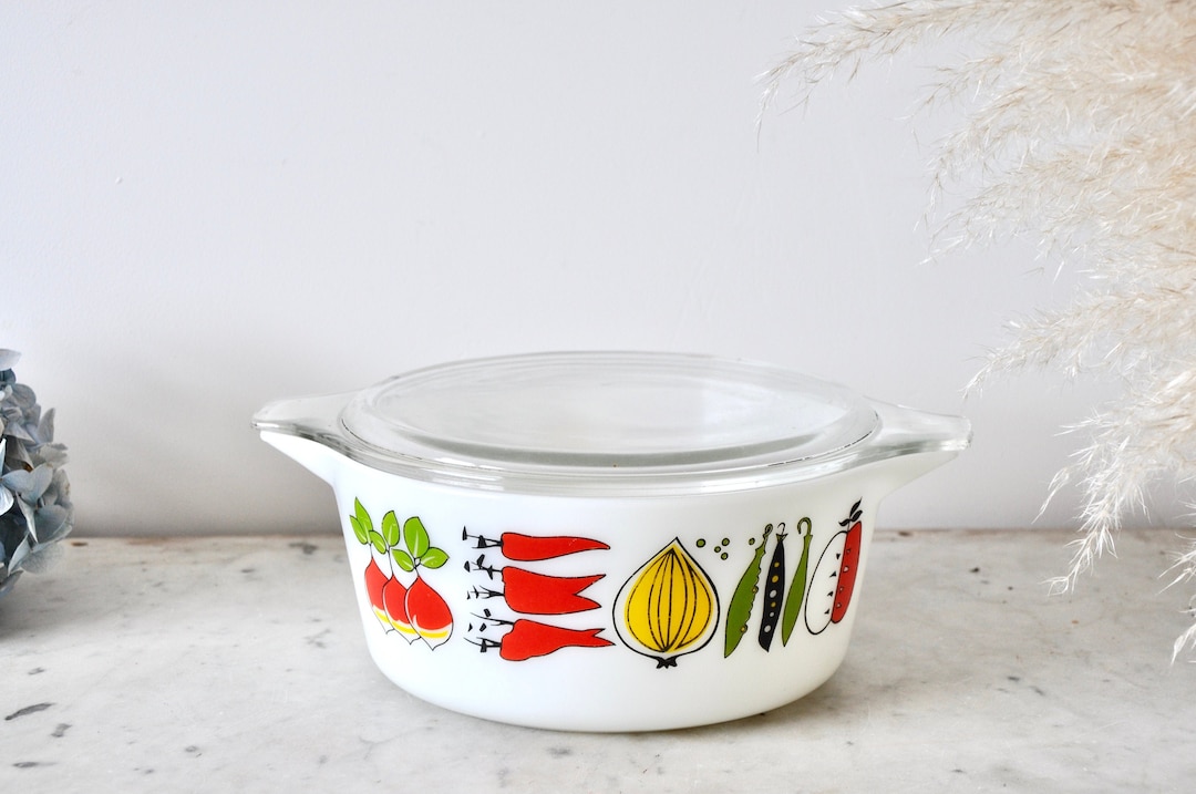 Vintage Large Pyrex Harvest Vegetable Design Casserole or Oven Dish ...