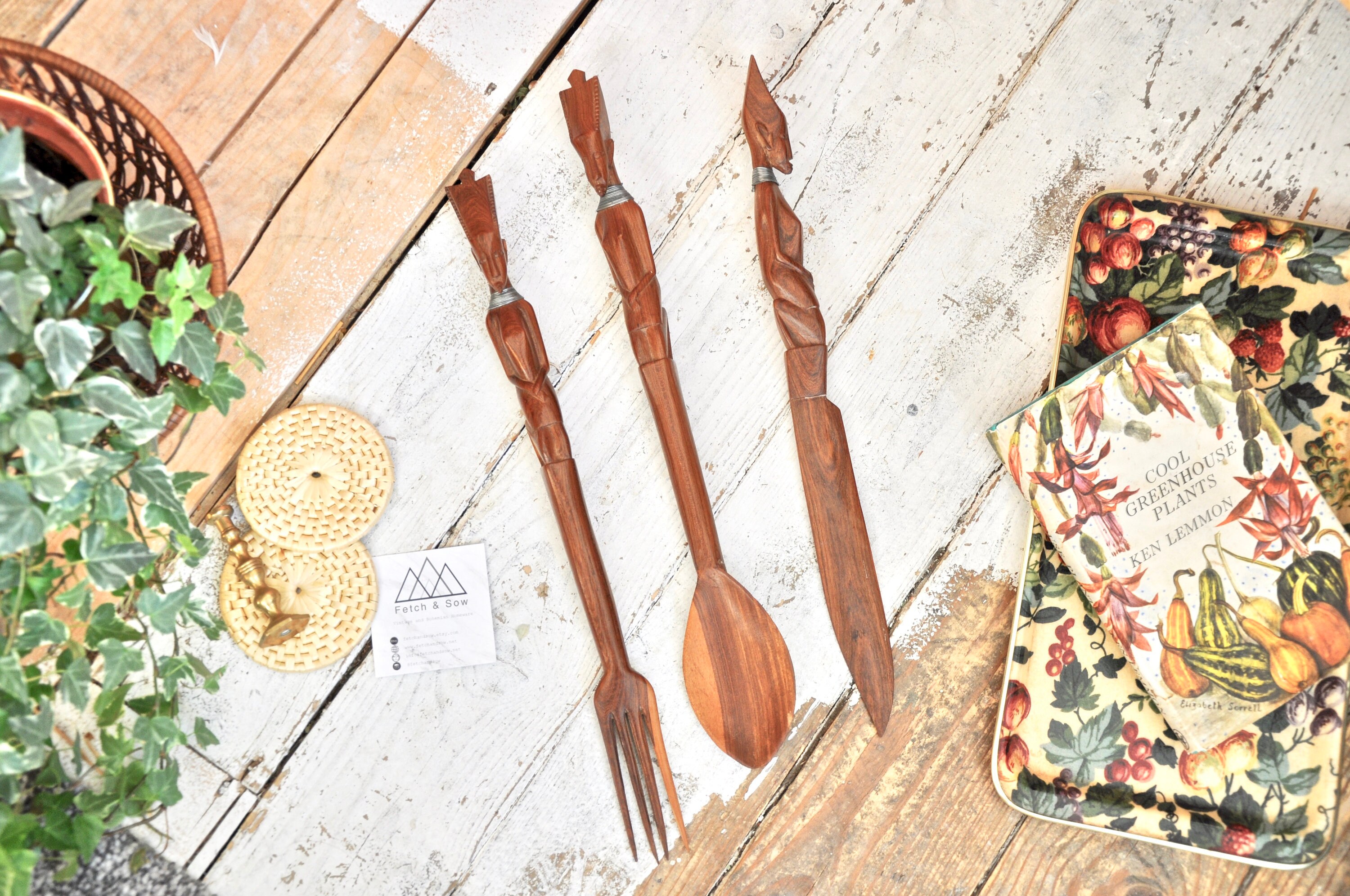 Vintage Hand Carved African Tribal Serving Utensils - Etsy