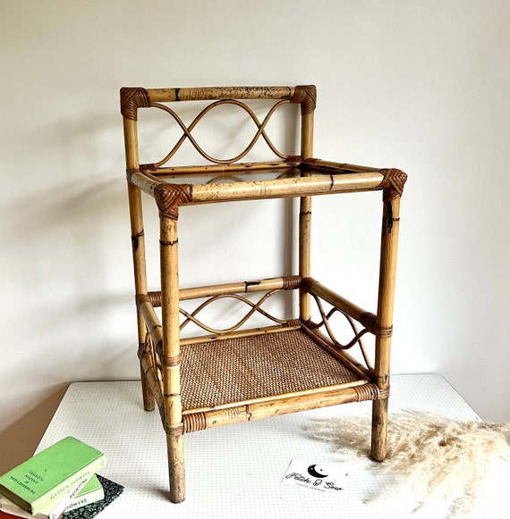 Vintage Bamboo Side Table Tiered Shelf or Plant Stand From the - Etsy