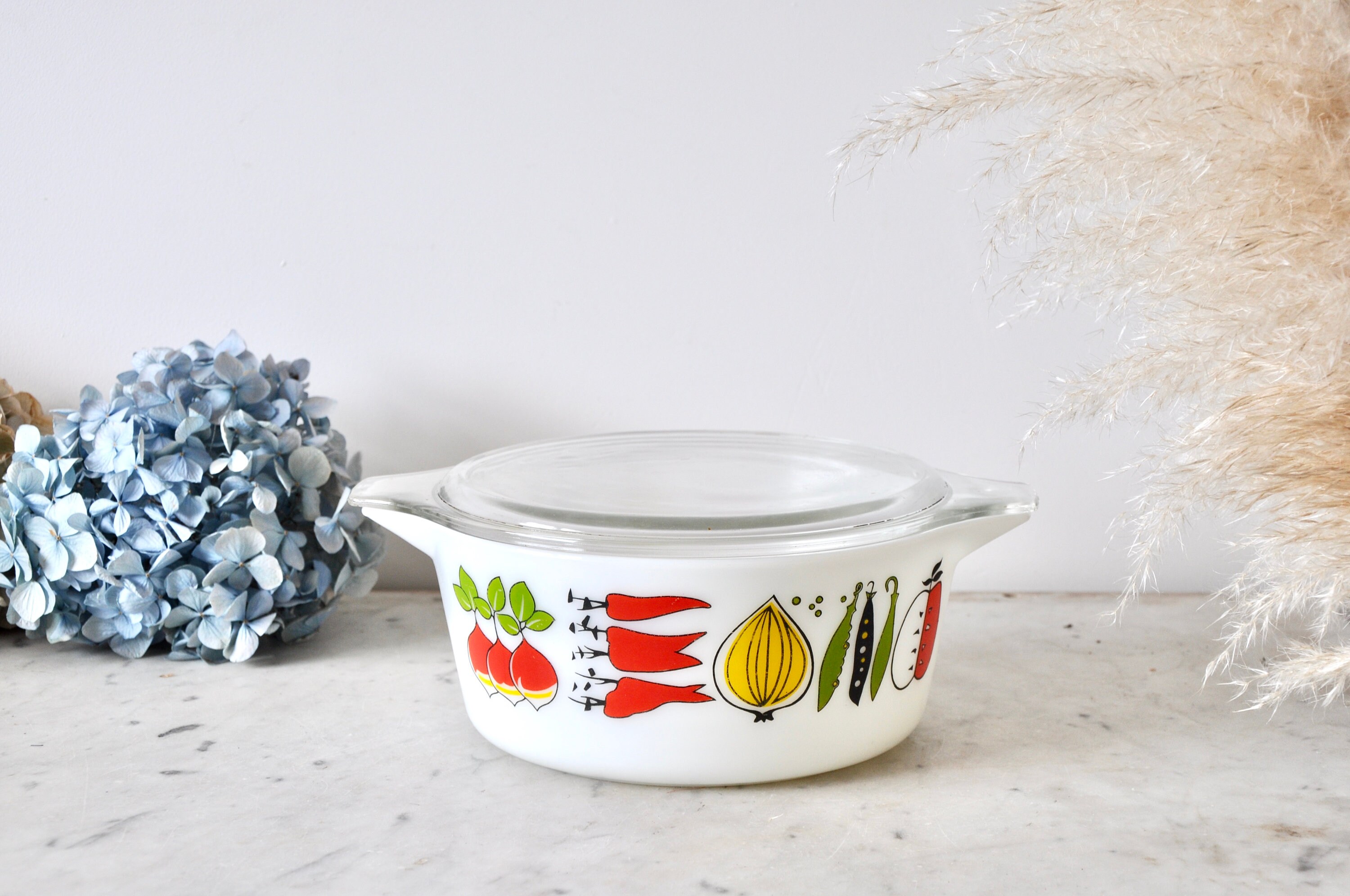 Vintage Large Pyrex Harvest Vegetable Design Casserole or Oven - Etsy