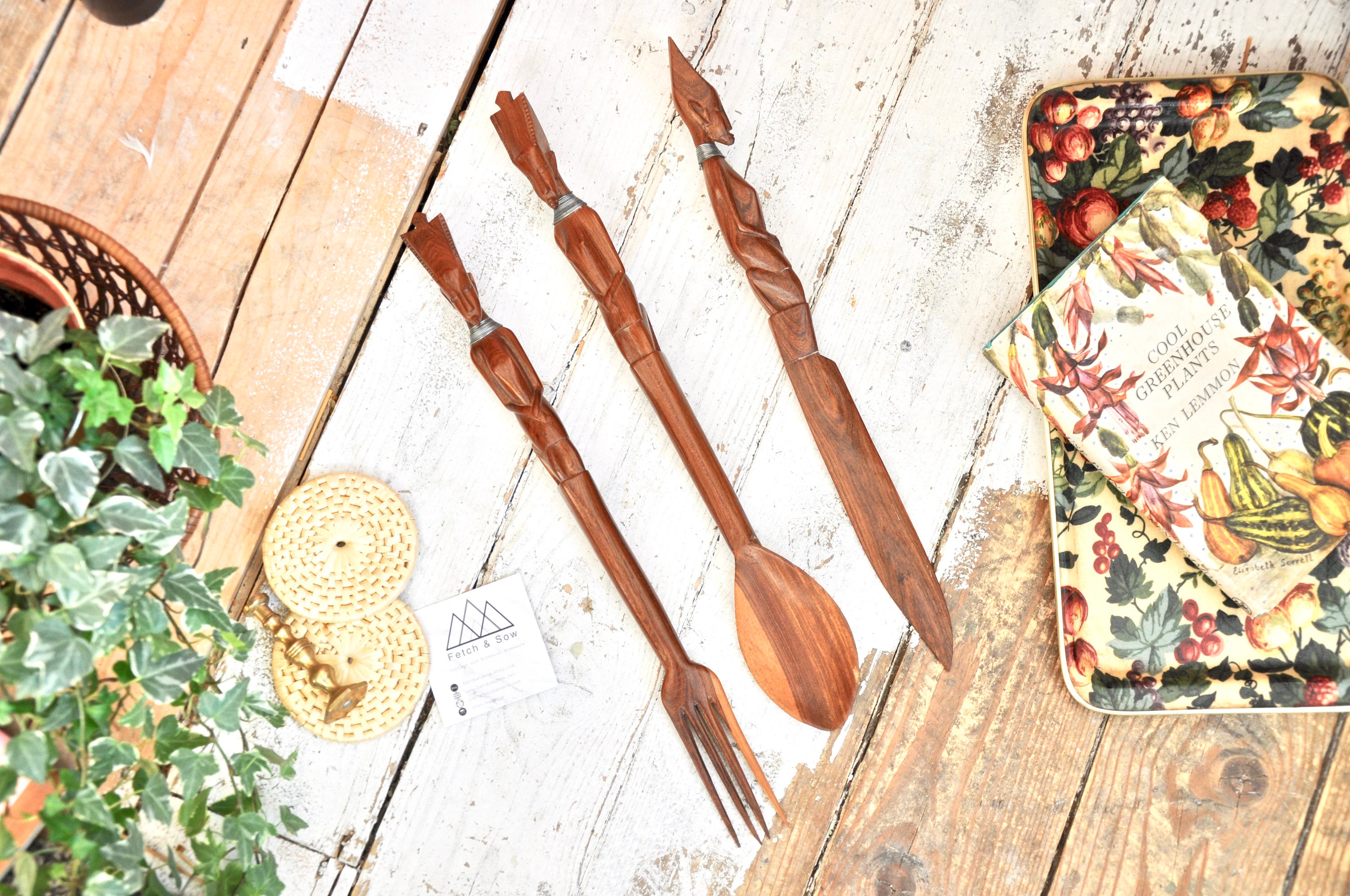 Vintage Hand Carved African Tribal Serving Utensils - Etsy