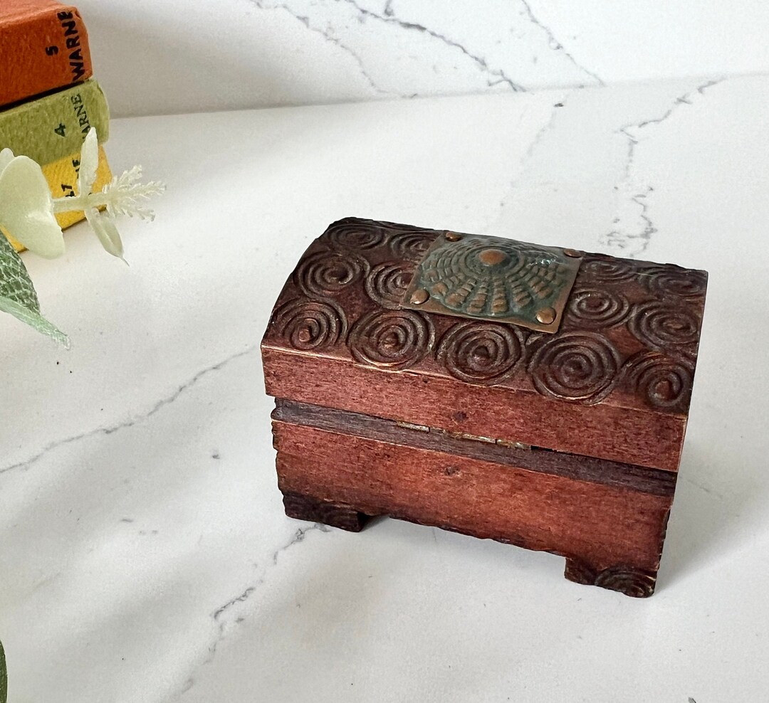 Vintage Wooden Mini Trunk or Chest Shaped Trinket Box or Ring Box From ...